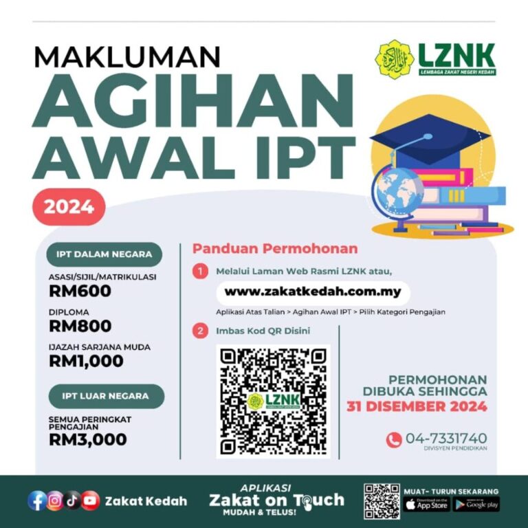 Cara Mohon Bantuan Awal IPT 2024 LZNK | Semakan Online 2025